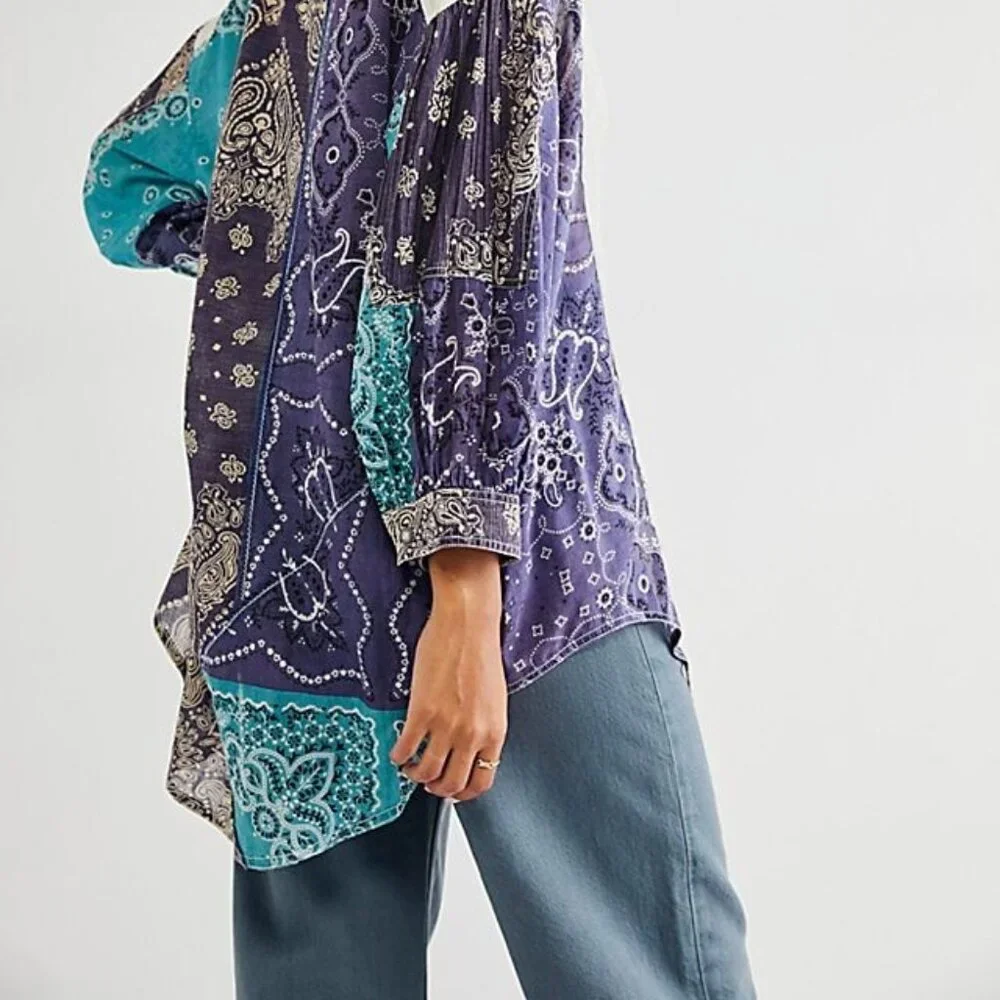Free People | Tops | Free People We The Free Sun Valley Bandana Tunic ...